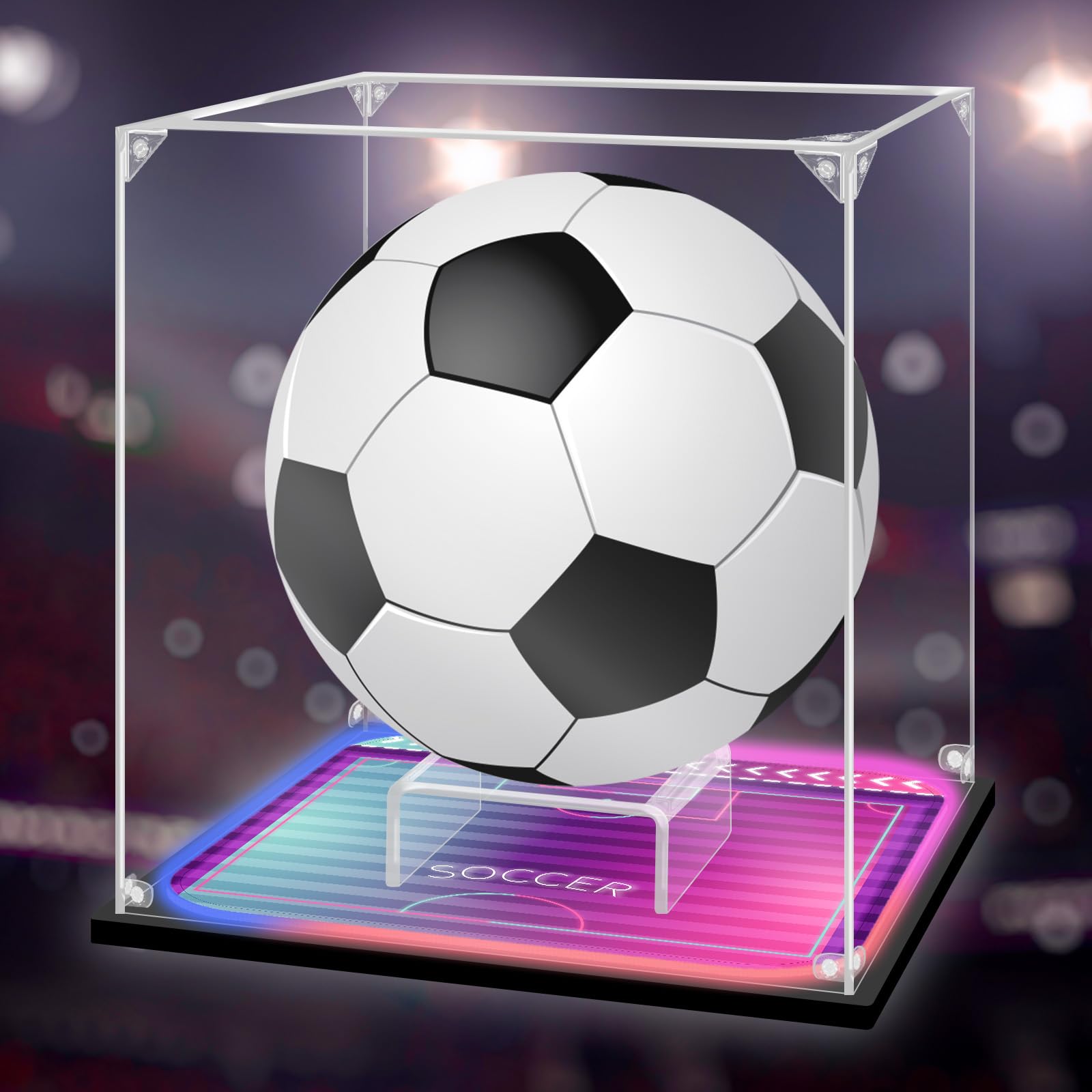 Amazon.com: Instnovny Soccer Ball Display Case with RGB LED Pad UV ...
