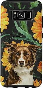 Amazon.com: Galaxy S8 Brown Border Collie Yellow Calendula Plant Green ...
