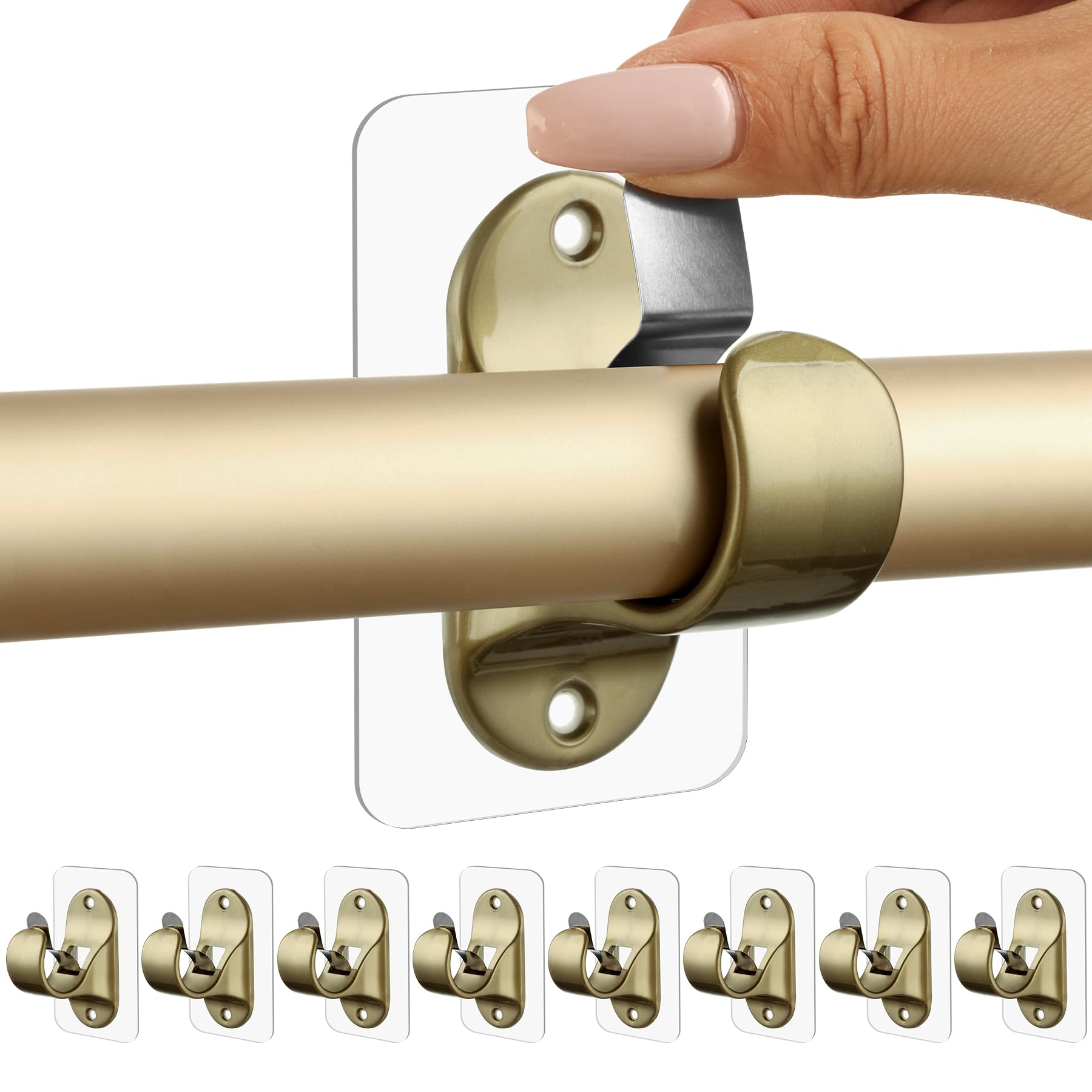 Amazon.com: No Drilling Curtain Rod Brackets, 8-Pack Self Adhesive ...