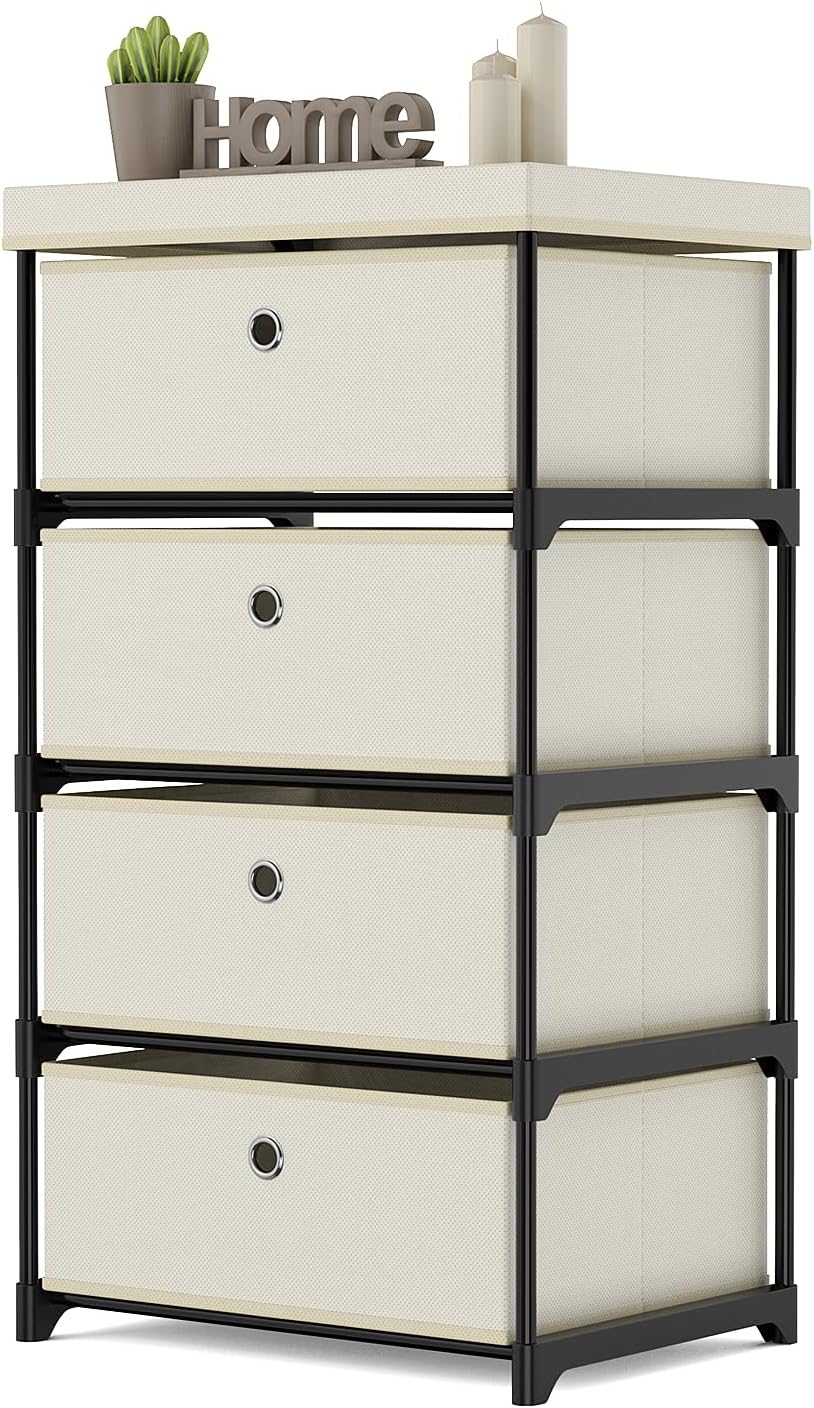 HODYANN Dresser with 4 Storage Drawers, Fabric Storage Chest for Closet ...