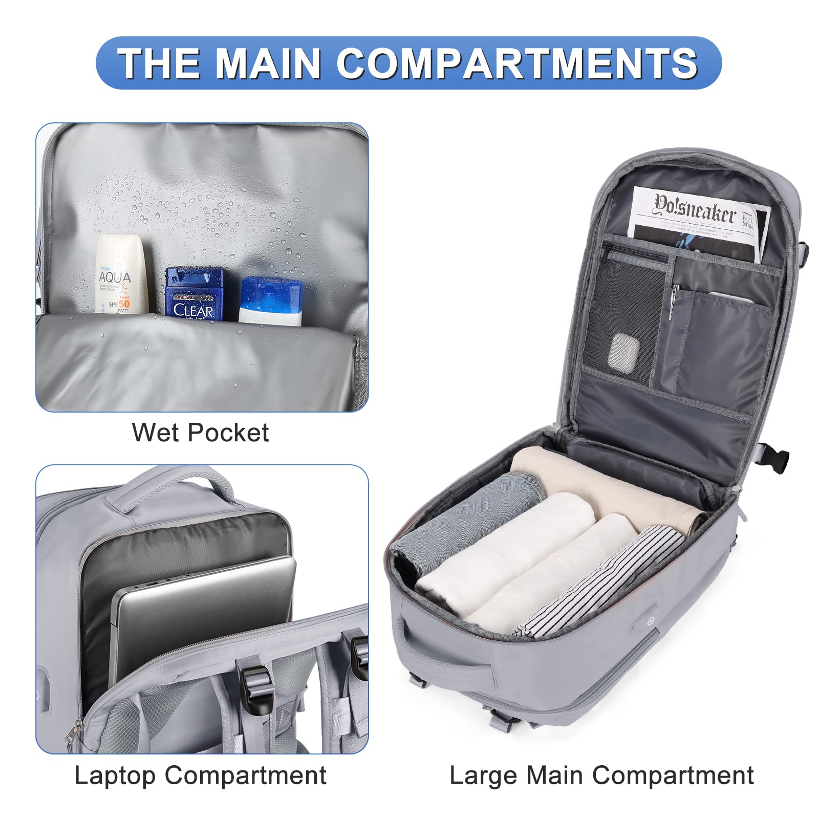 coofay Personal Item Travel Backpack For Women Men Airline Approved ...