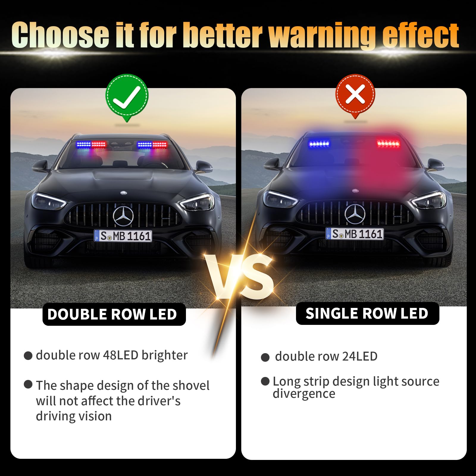 Snapklik.com : 2x 9 Inch Emergency Dash Strobe Police Lights Red/Blue ...