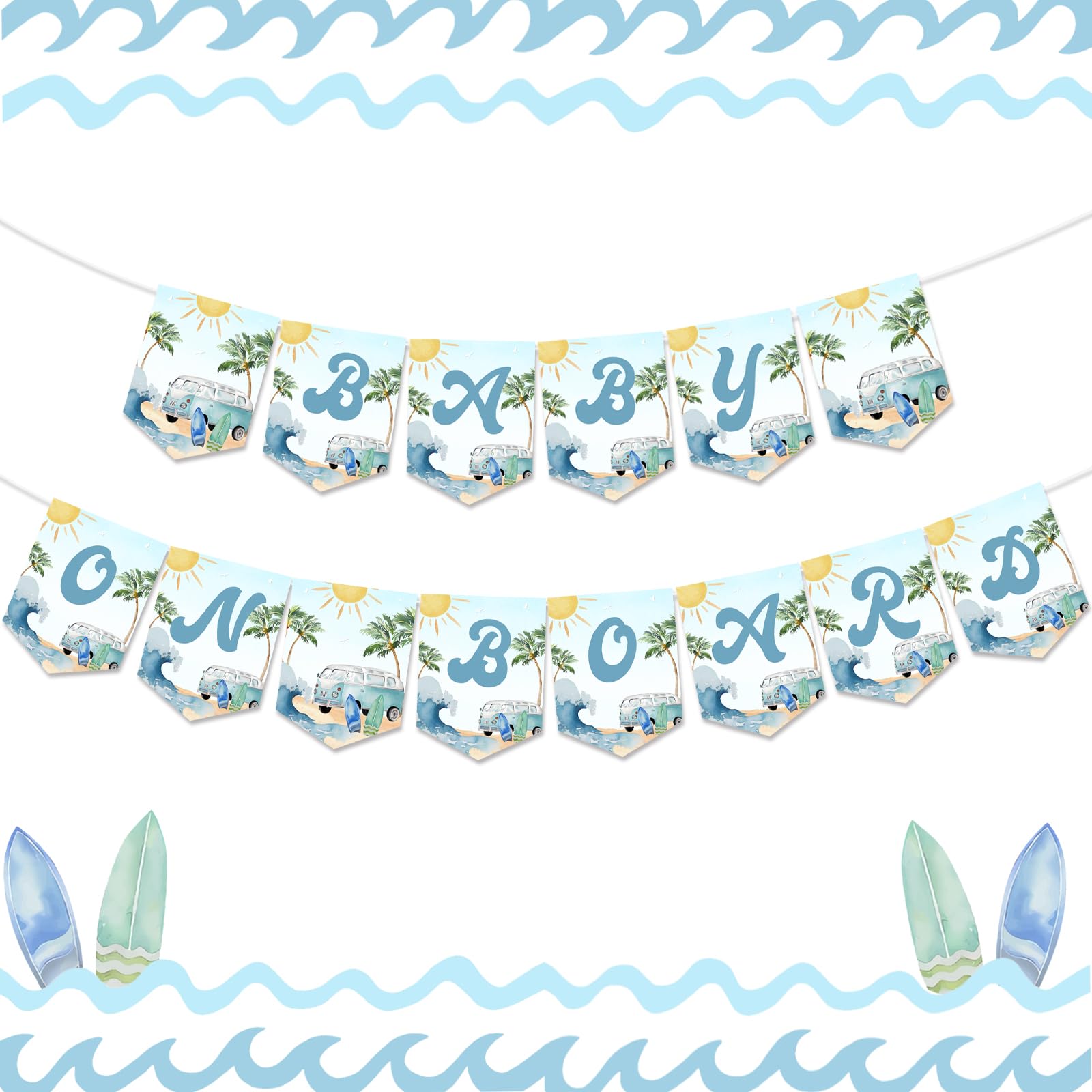 Amazon.com: Baby on Board Baby Shower Banner Surf Baby on Board Baby ...