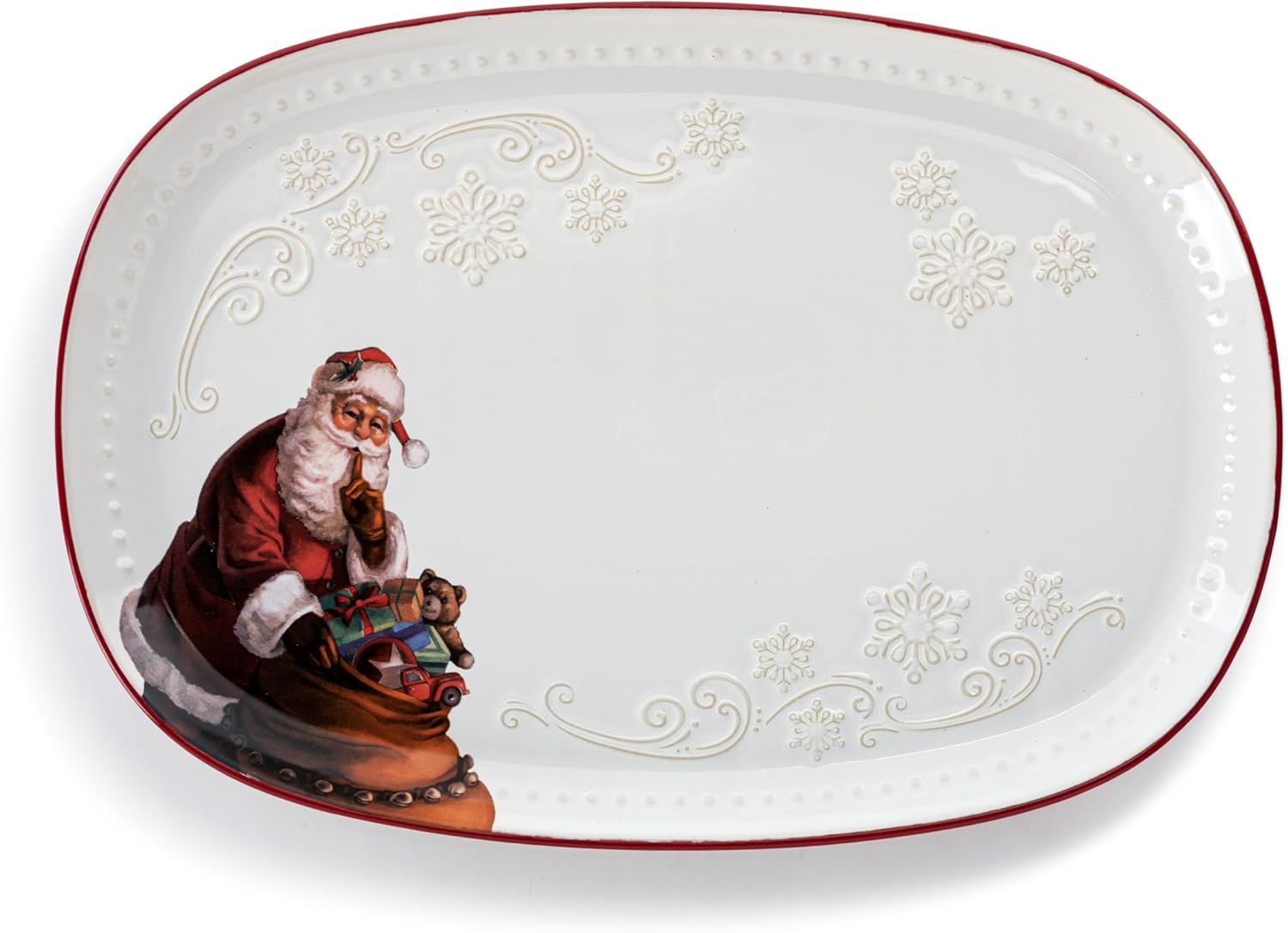 Amazon.com | DEMDACO Here Comes Santa Claus 15.5 x 11 Inch Ceramic ...