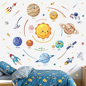 Amazon.com: wondever Solar System Planet Wall Stickers Outer Space ...