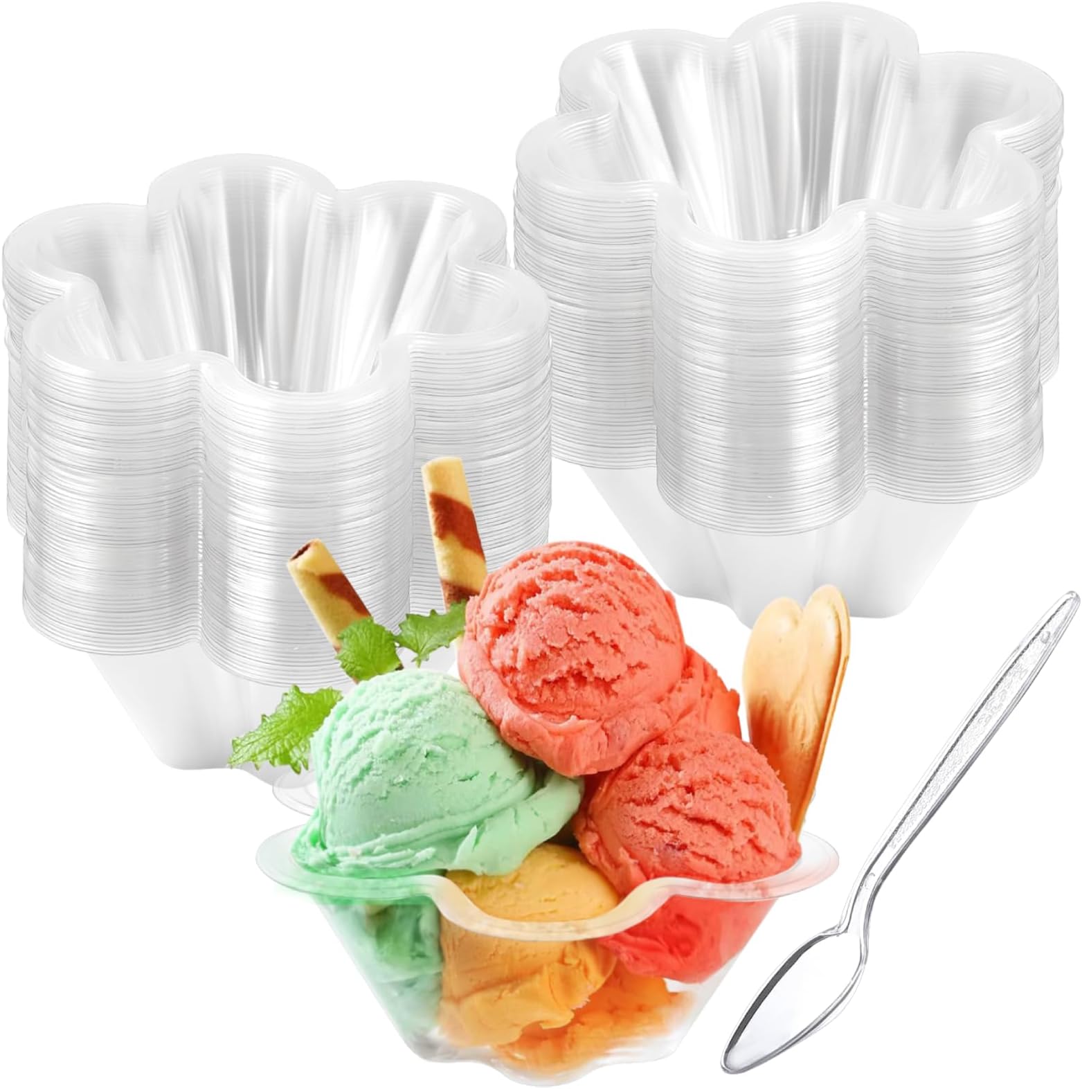 Amazon.com | Healthcom 50 Packs Clear Plastic Ice Cream Dessert Bowls ...