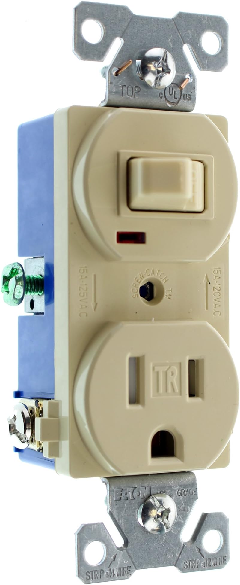 EATON Wiring TR274V 3-Wire Receptacle Combo Single-Pole Switch with ...
