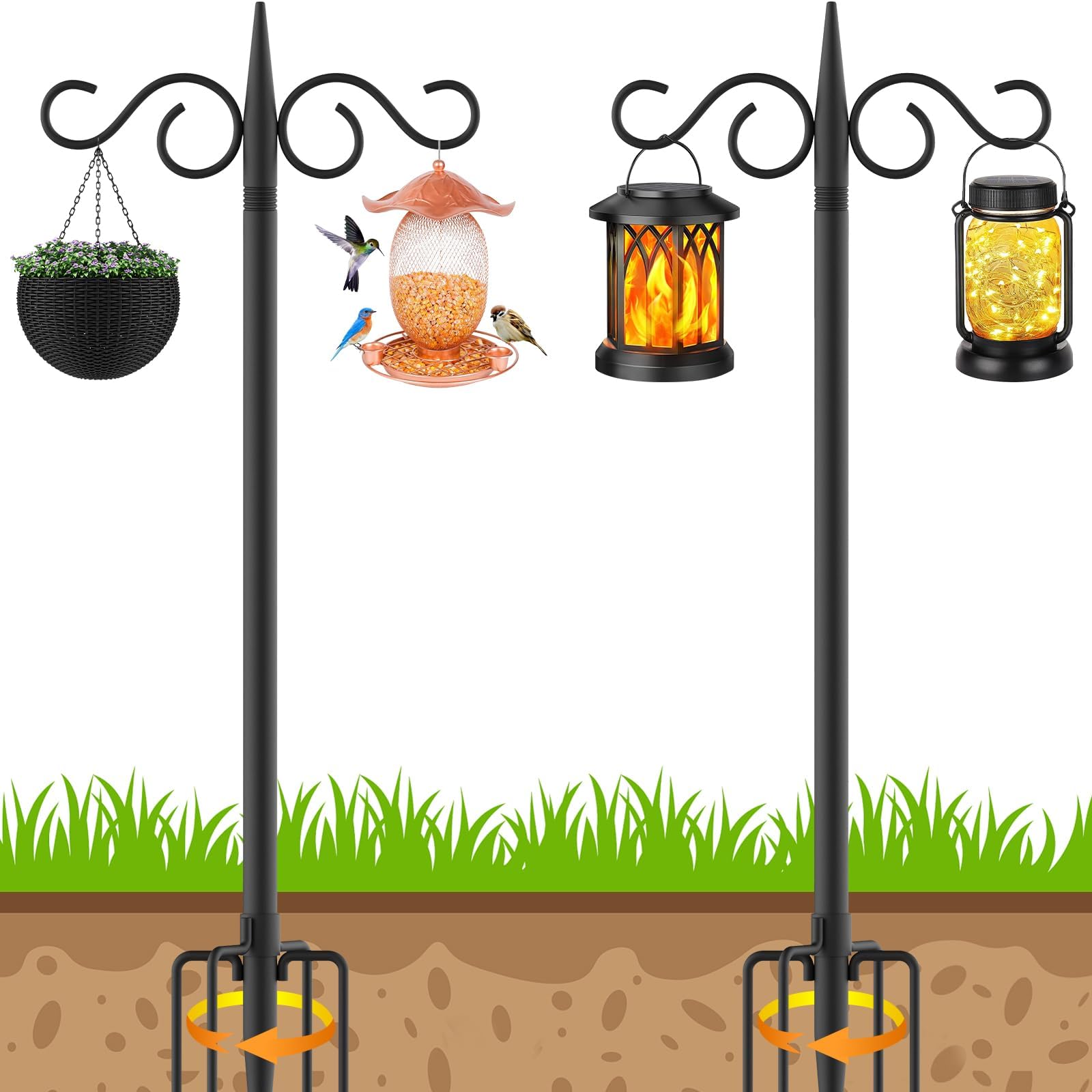 Amazon.com: NUERPO Adjustable Shepherd Hooks for Outdoor,2 Pack 108 ...