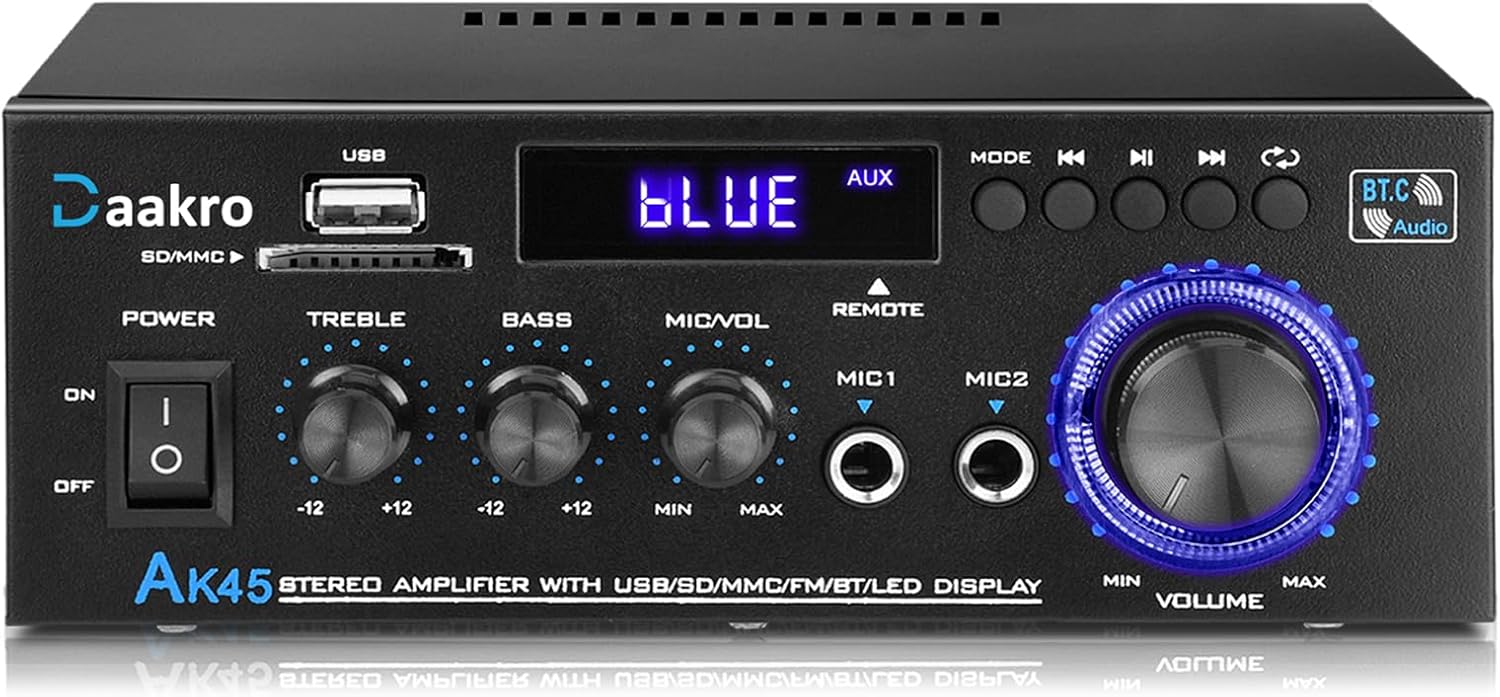 AK45 Pro Home Audio Amplifier Receivers with Bluetooth 5.0-2 Channel ...