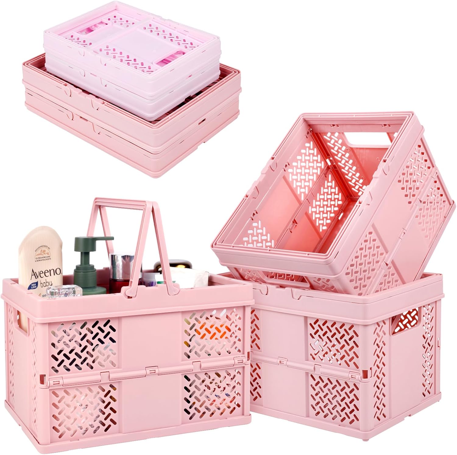 Amazon.com : Weraher Plastic Collapsible Storage Crates for Organizing ...