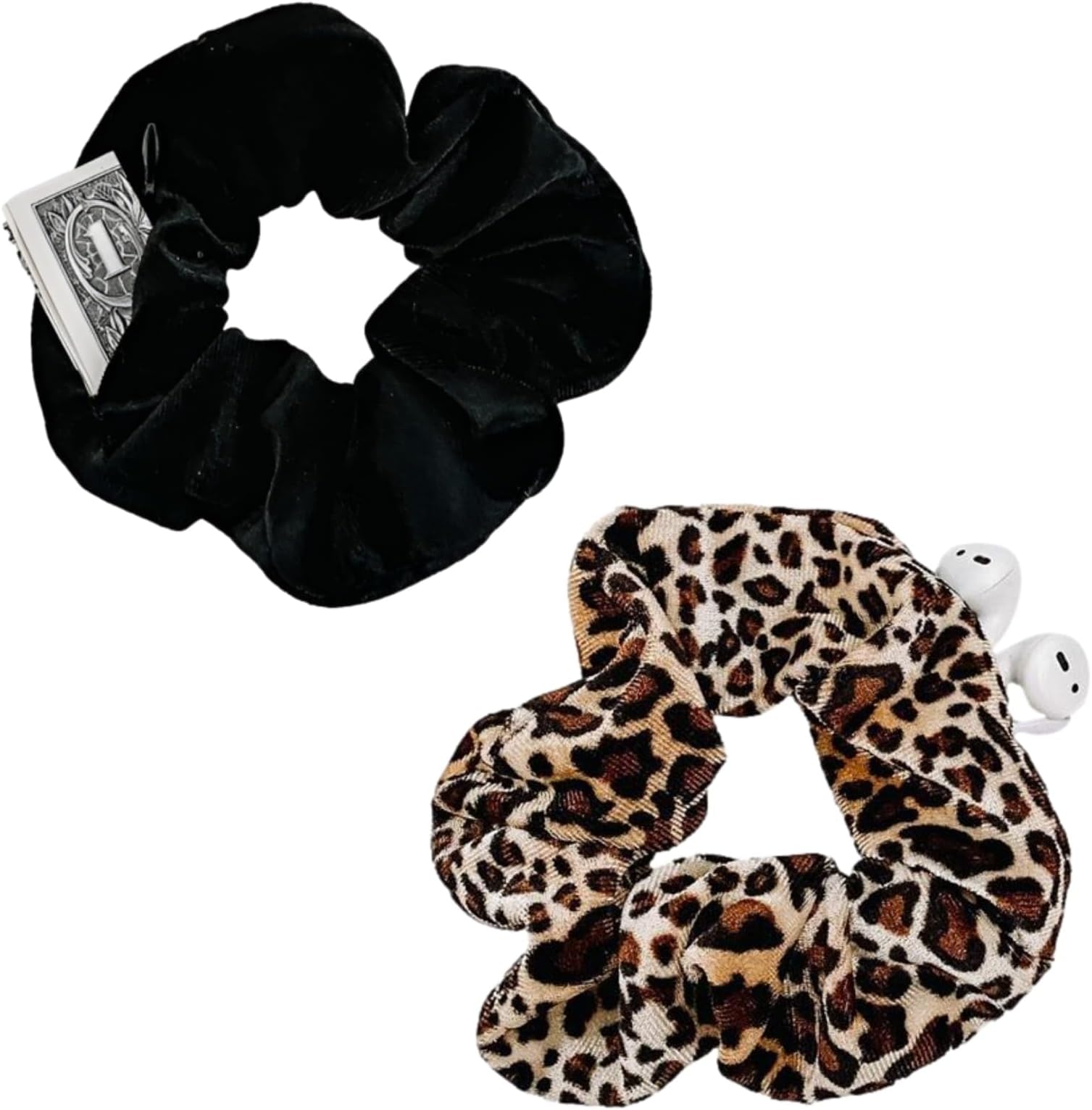 Amazon.com : Velvet Pocket Scrunchie with Hidden Zipper - 6Pack Stash ...