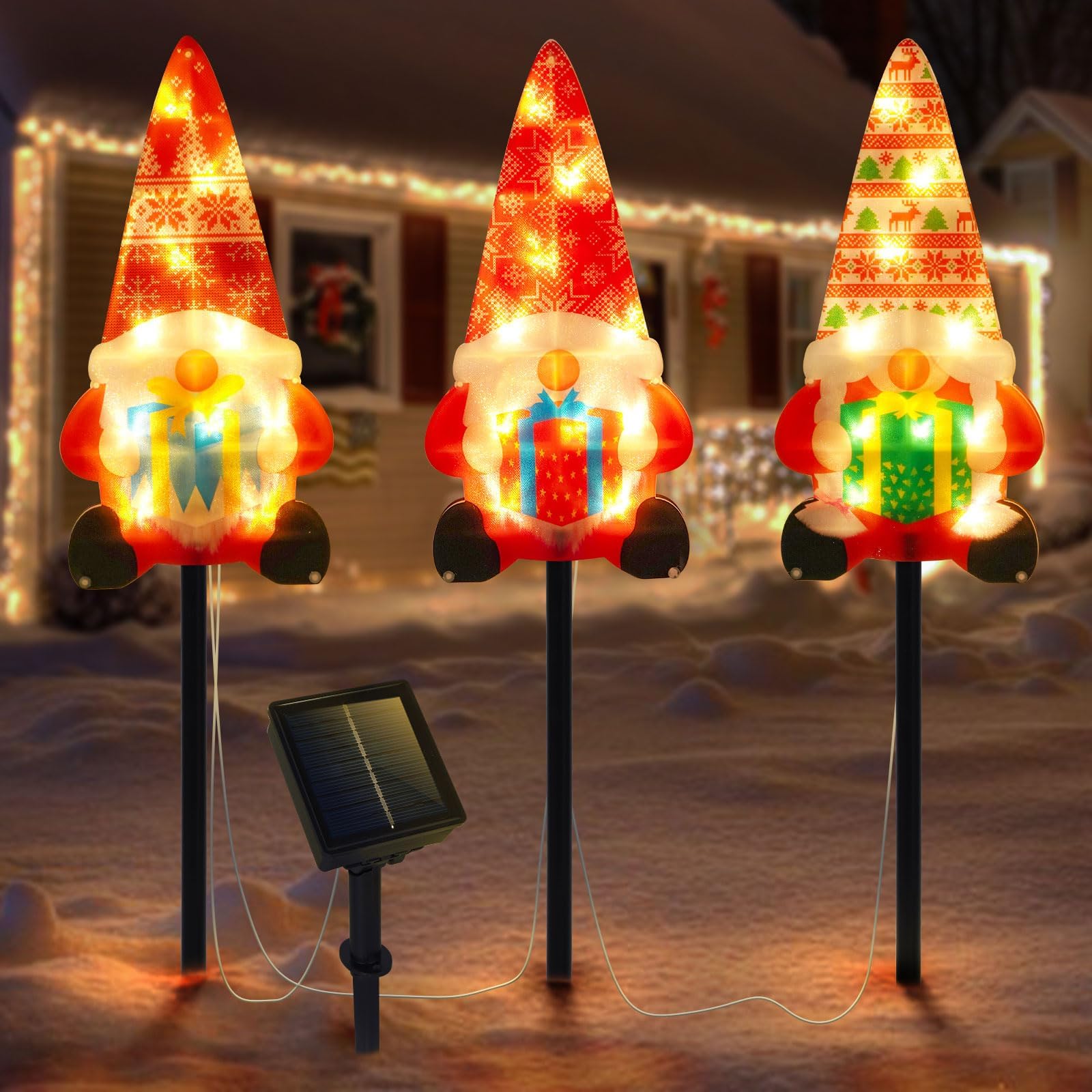Amazon.com: Set of 5 Christmas Tree Solar Christmas Decorations, 8 ...