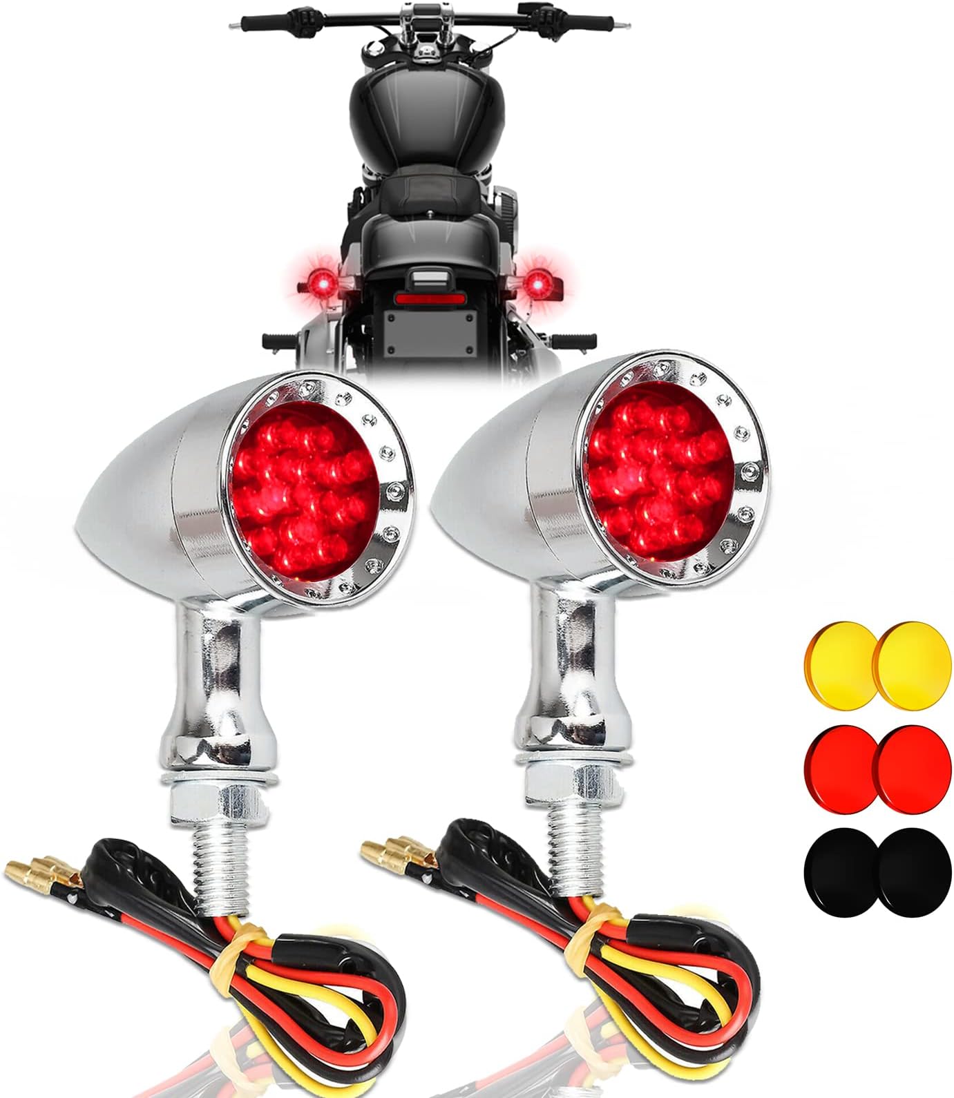 Amazon.com: Motorcycle Turn Signals 4pcs Chrome Bullet Front Rear ...
