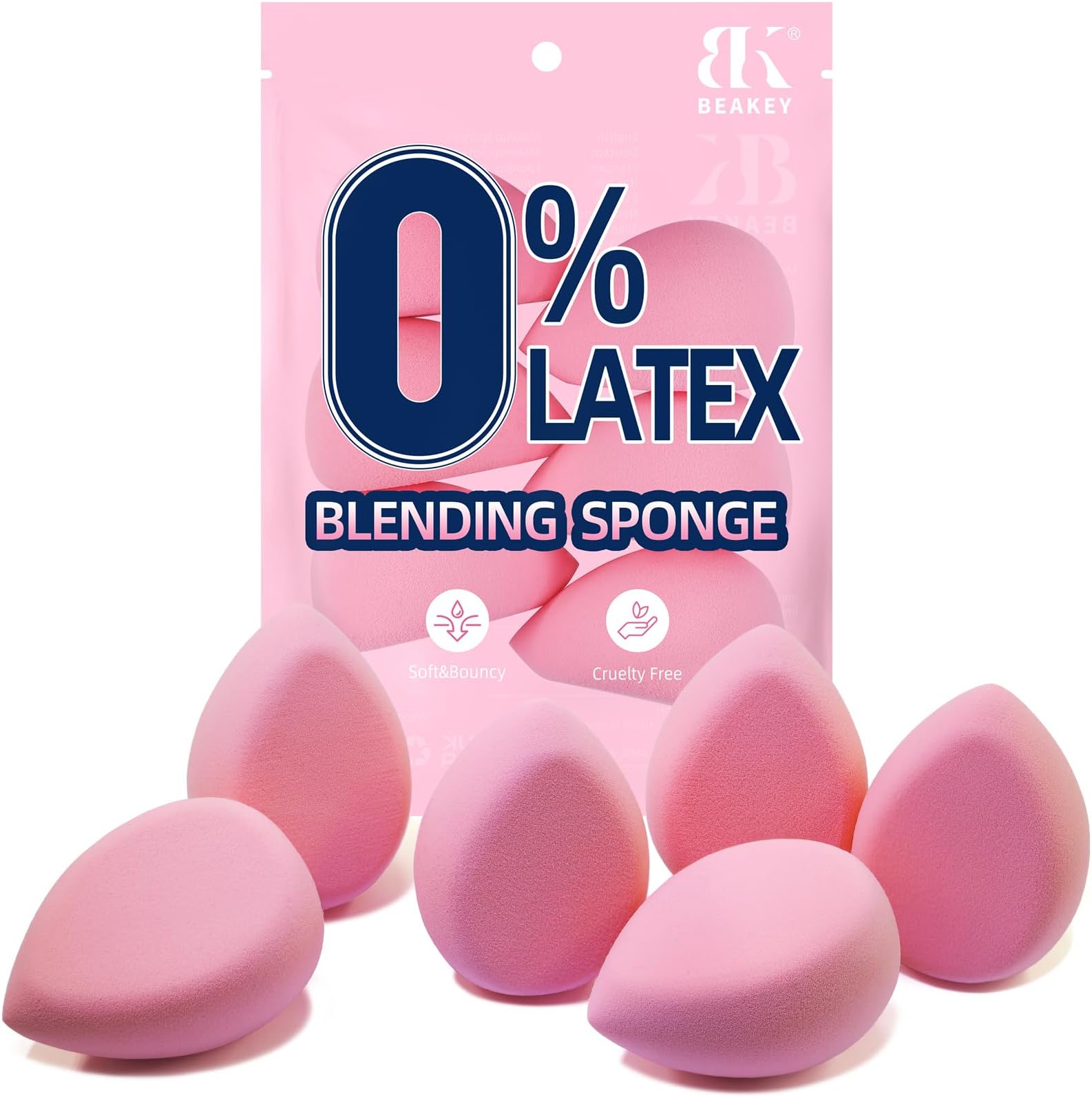 Amazon.com : BEAKEY Flat Duo Makeup Sponge of 6, Super Soft 0 Latex ...