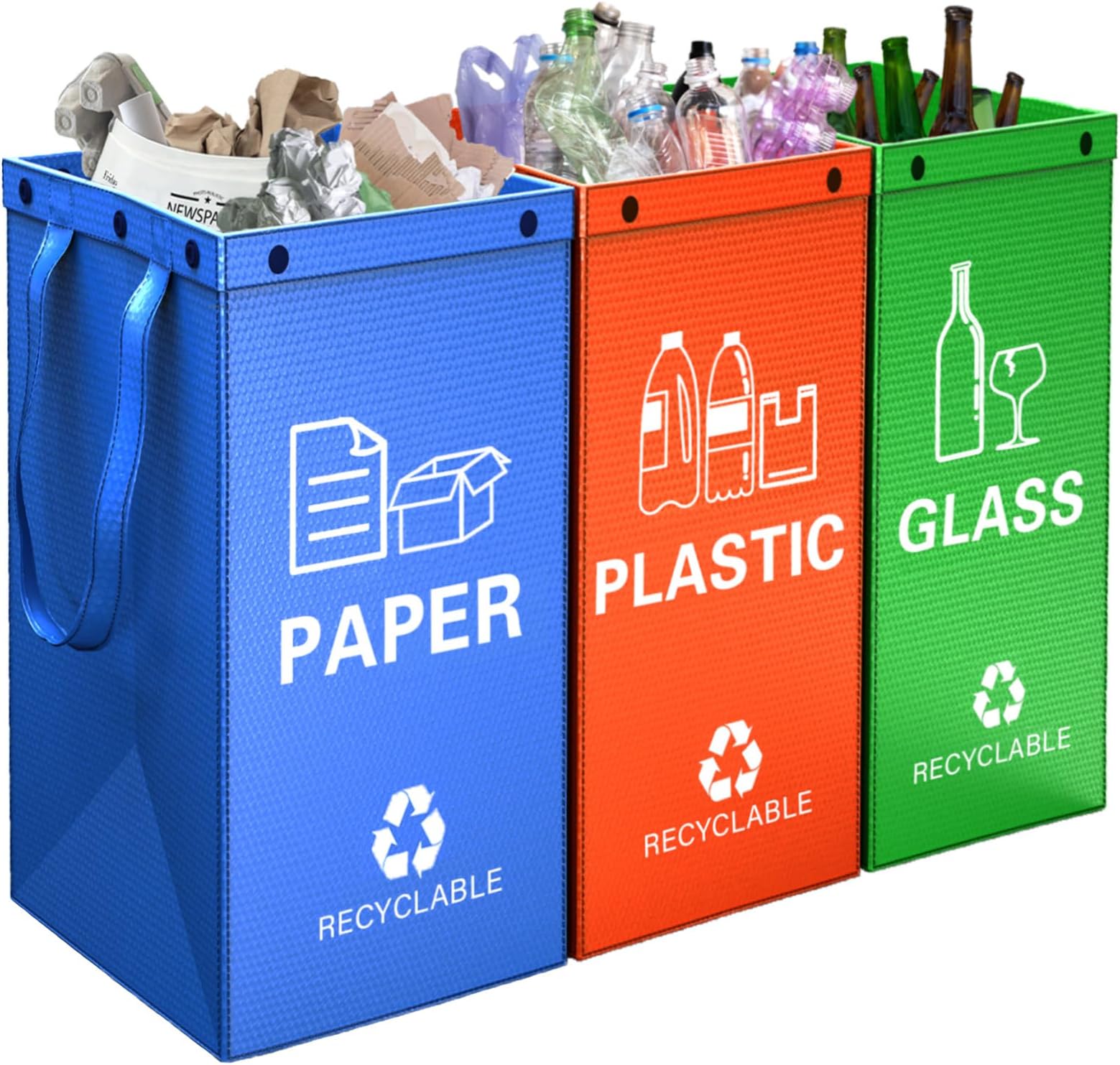 Addis Recycling 40 Litre Set of 3 Waste Utility Plastic Bins ...