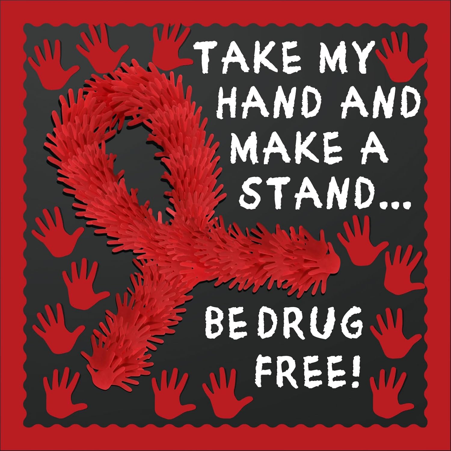 Amazon.com: Fuutreo 96 Pcs Red Ribbon Week Supplies Hand Cutouts Say No ...