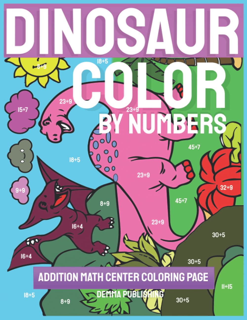 Buy Dinosaur Color By Numbers Addition Math Center Coloring Page ...