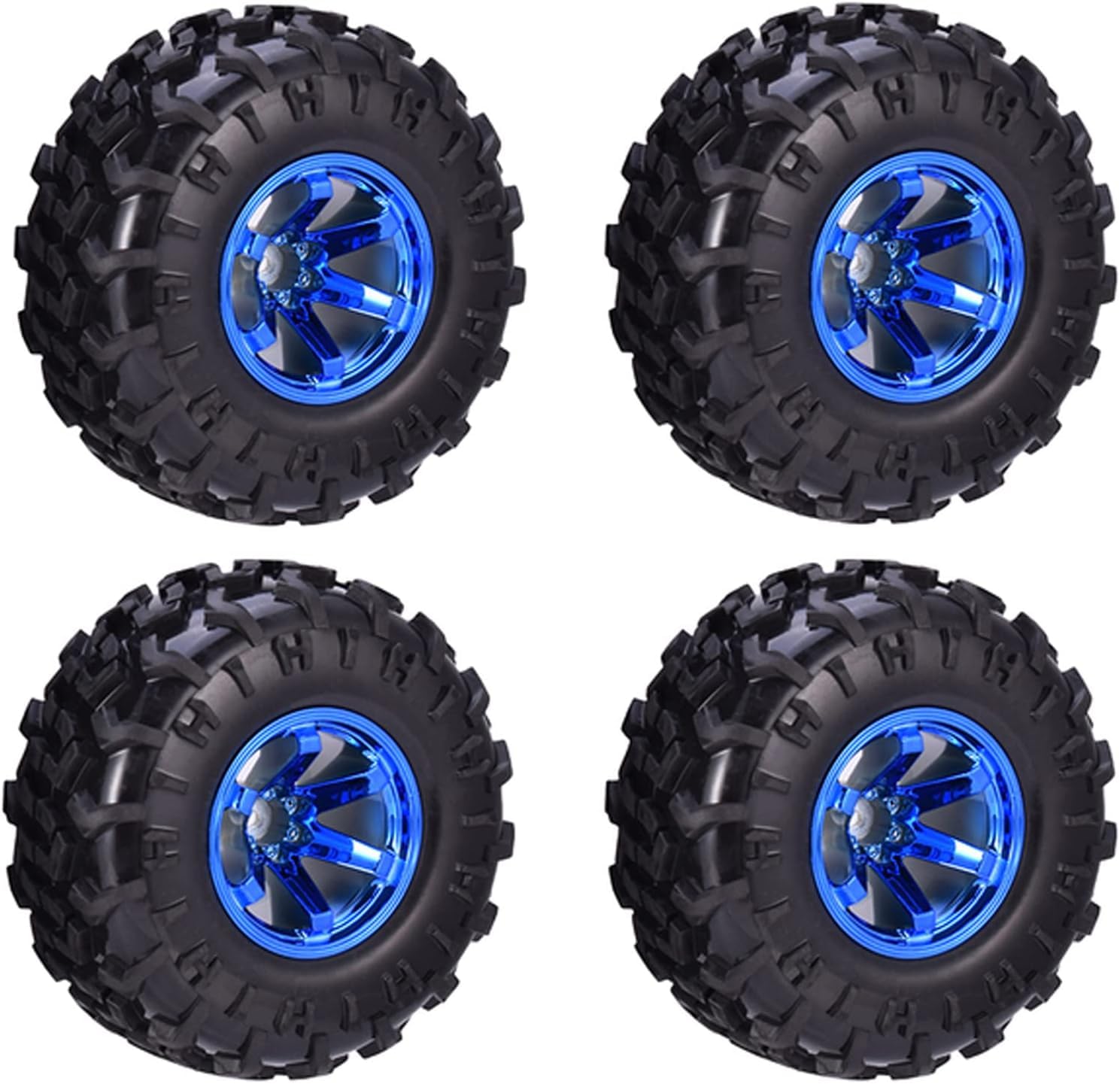 REES52 4PCS 130MM Rubber Tyres and 6 Spoke Plastic Wheel Rims Parts,1/ ...