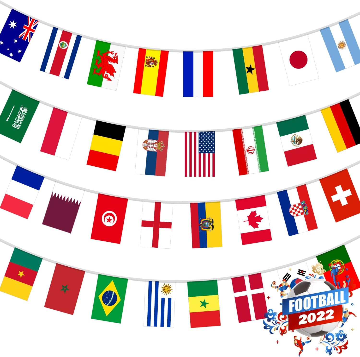 Alintor World Cup Football 2022 Bunting, Panini World Cup Football ...