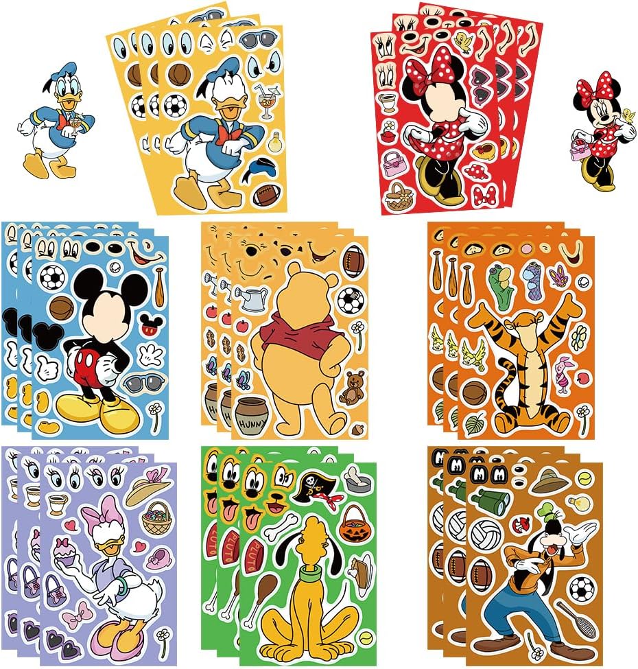 Amazon.com: 24Piece Mickey Make-a-face Stickers Pack, Make Your Own ...