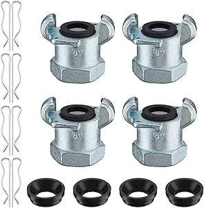 Therwen 4 Sets NPT Iron Air Hose Fitting 2 Lug Universal Coupling ...
