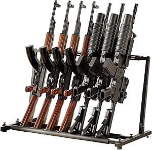 Amazon.com: Gun Rack, Folding Heavy Duty 7 Gun Standing Floor Gun ...