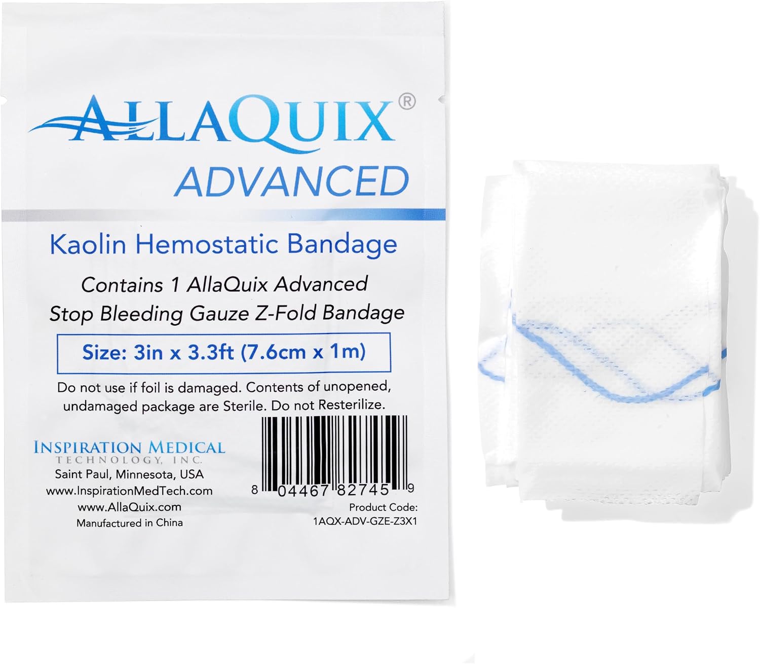 Amazon.com: AllaQuix Kaolin Hemostatic Gauze for Trauma and First Aid ...