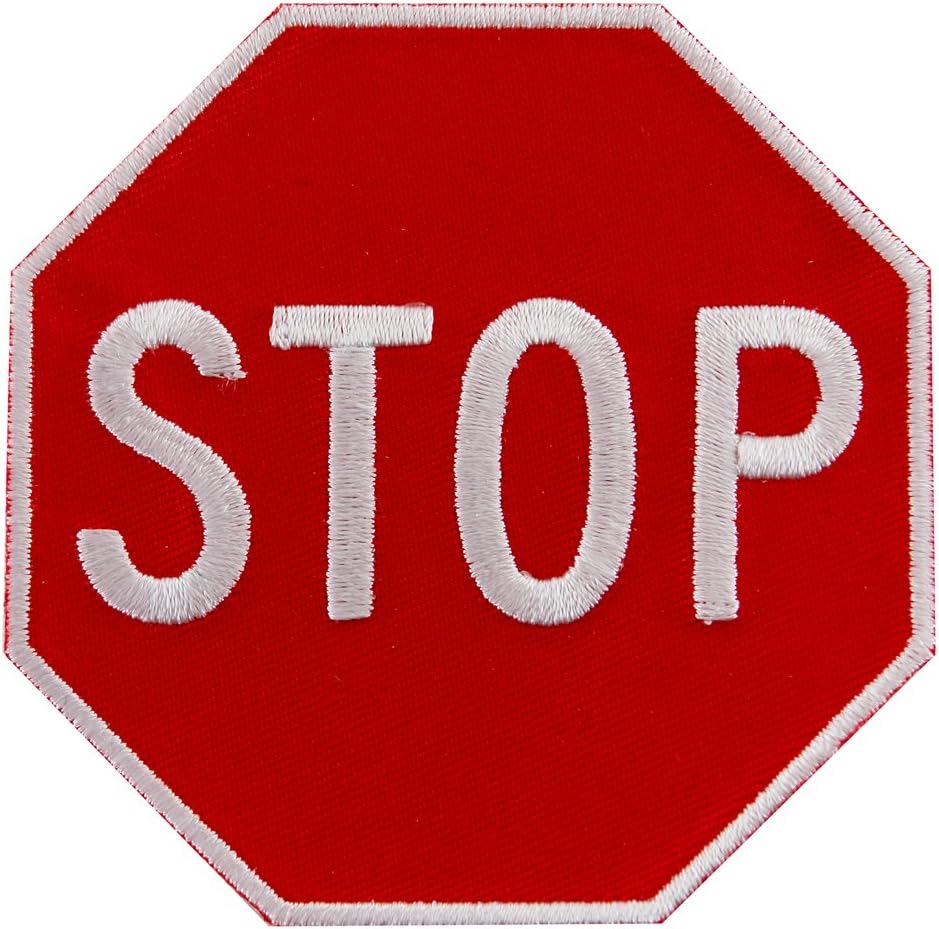 Amazon.com: Red Stop Sign Embroidered Patch Iron-On Highway Road Biker ...
