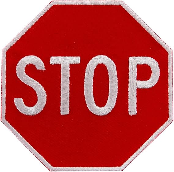 Amazon.com: Red Stop Sign Embroidered Patch Iron-On Highway Road Biker ...