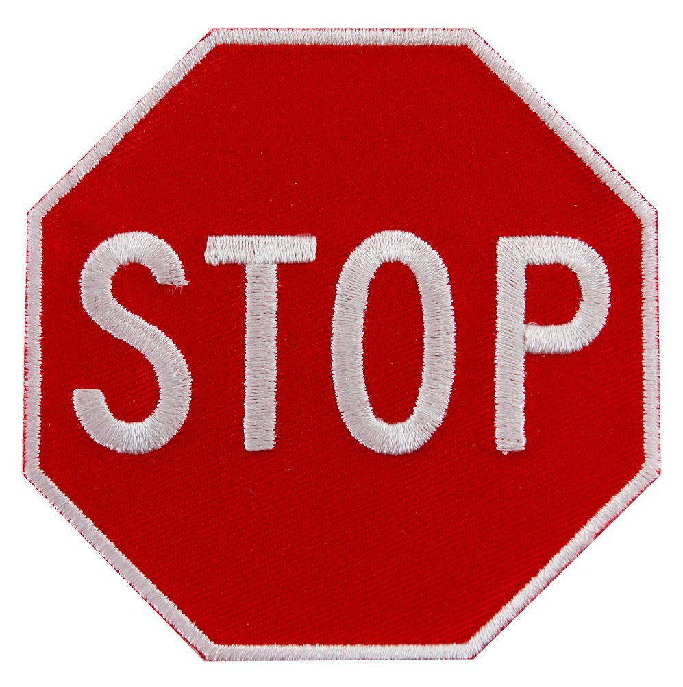 Amazon.com: Red Stop Sign Embroidered Patch Iron-On Highway Road Biker ...