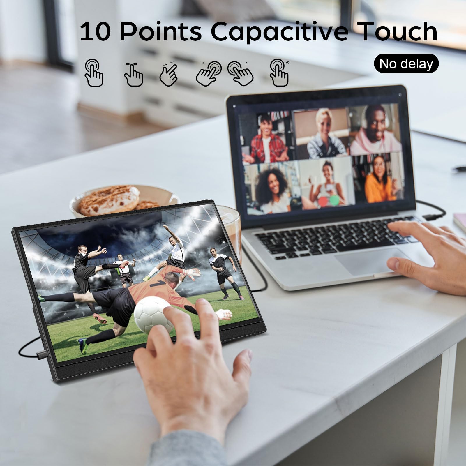 Lrtzcbi Portable Monitor Touchscreen 15.6 Inch IPS Full HD 1080P HDR ...