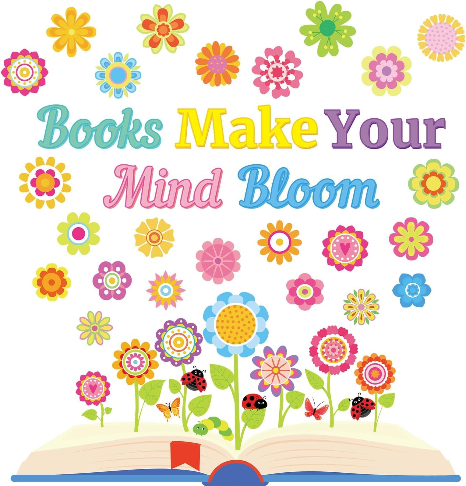 Amazon.com : Reading Makes Your Mind Bloom Classroom Bulletin Board Set Spring Grow Flower ...