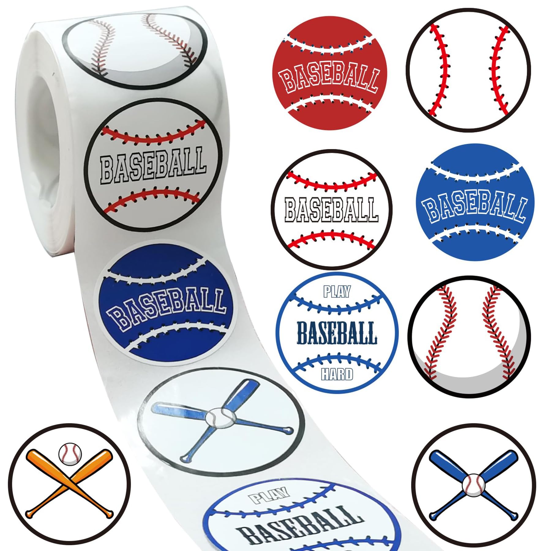 Amazon.com: 500 Pieces Baseball Labels Roll Stickers - Baseball Sport ...