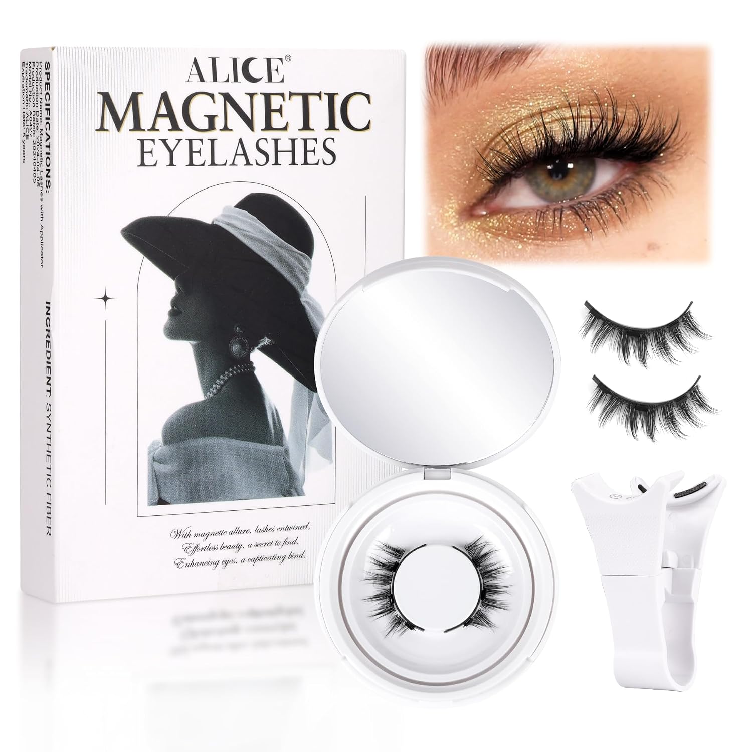 Amazon.com: ALICE Magnetic Eyelashes without Eyeliner Natural Reusable ...