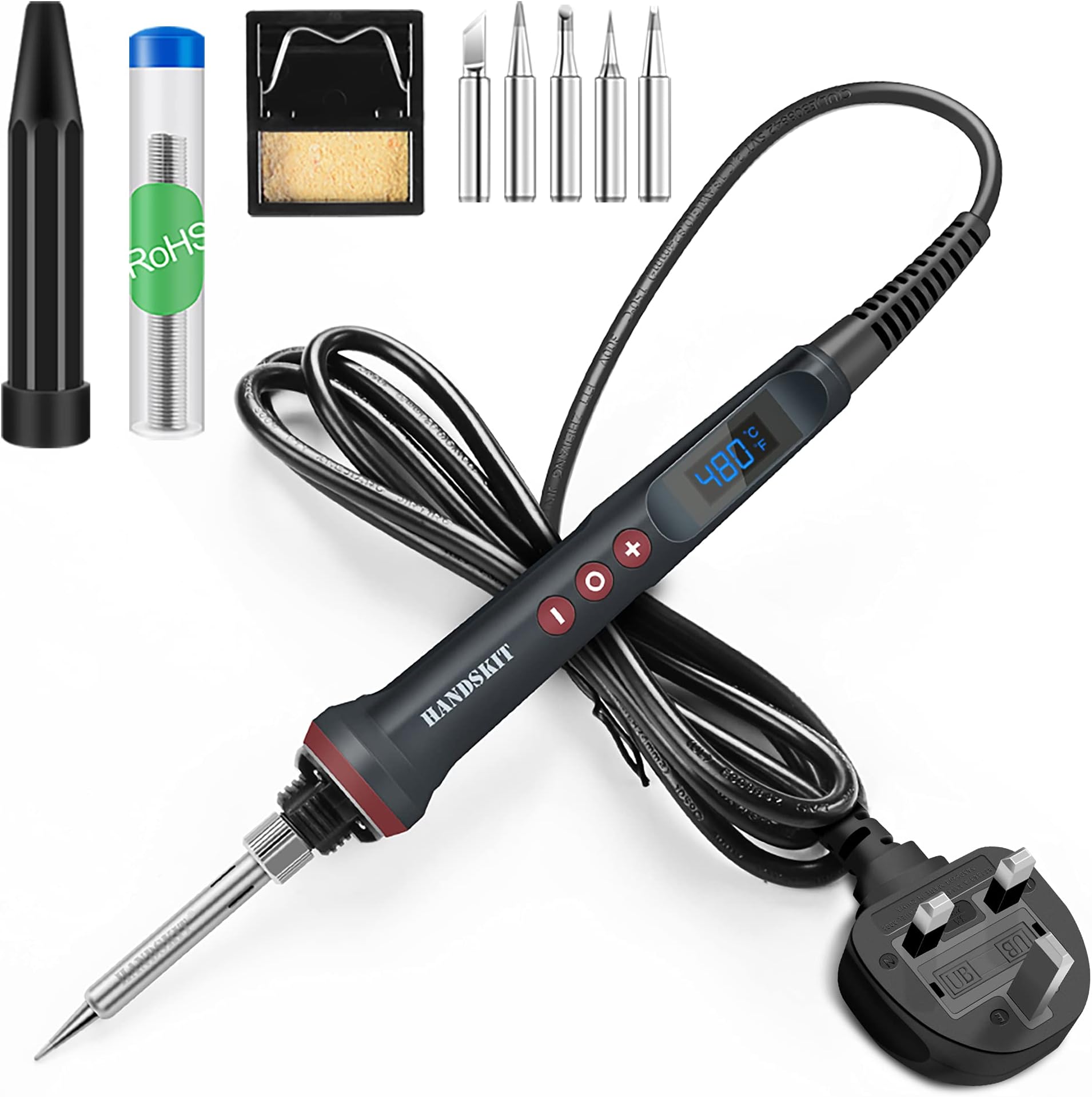 Electronics Soldering Iron Kit, [Upgraded] Soldering Iron 220V 90W LCD ...