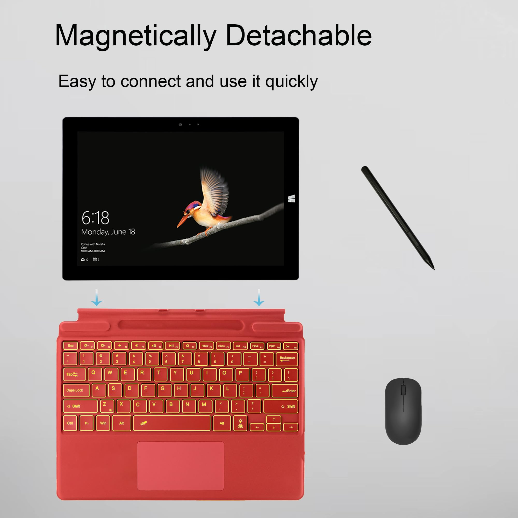 Microsoft Surface Pro 11 Keyboard Backlit Cover For Microsoft Surface ...