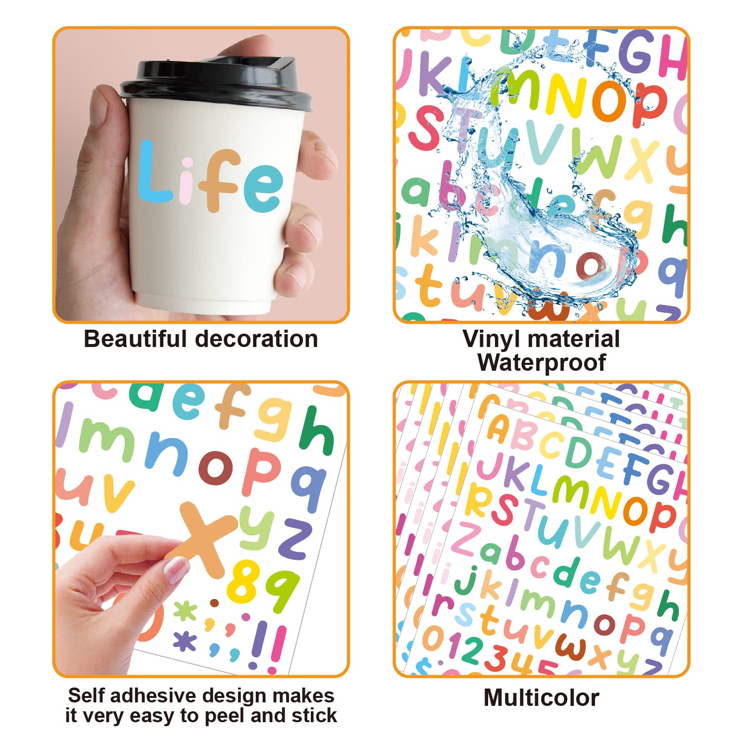 Snapklik.com : AVERZELLA 2200 PCS Small Letter Stickers Colorful 1 Inch ...