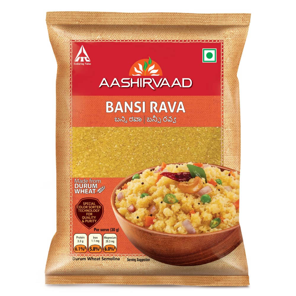 Aashirvaad Bansi Rava, 1 kg - Color sorted for quality and purity ...