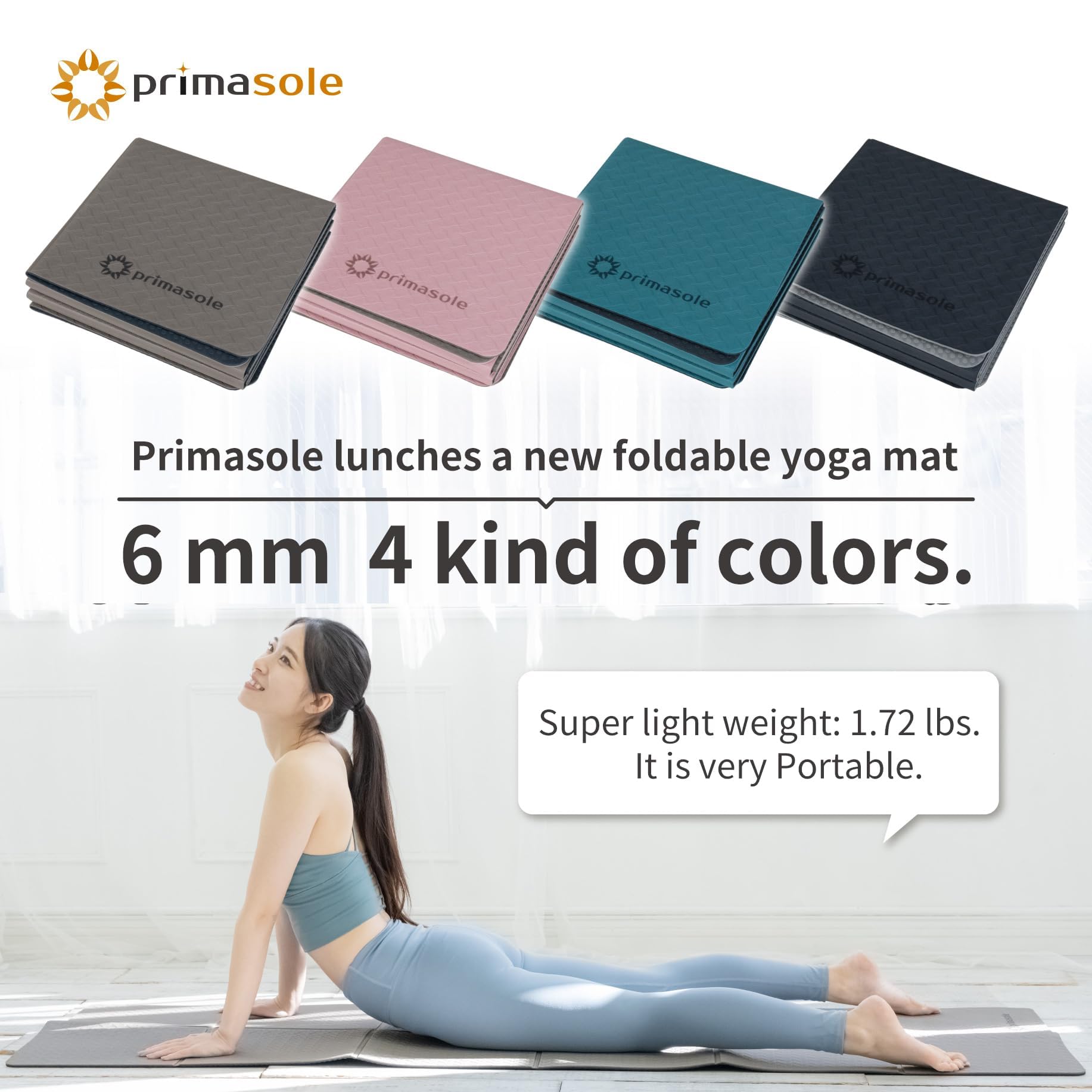 Snapklik.com : Primasole TPE Folding Yoga Mat Travel Double Side Non ...