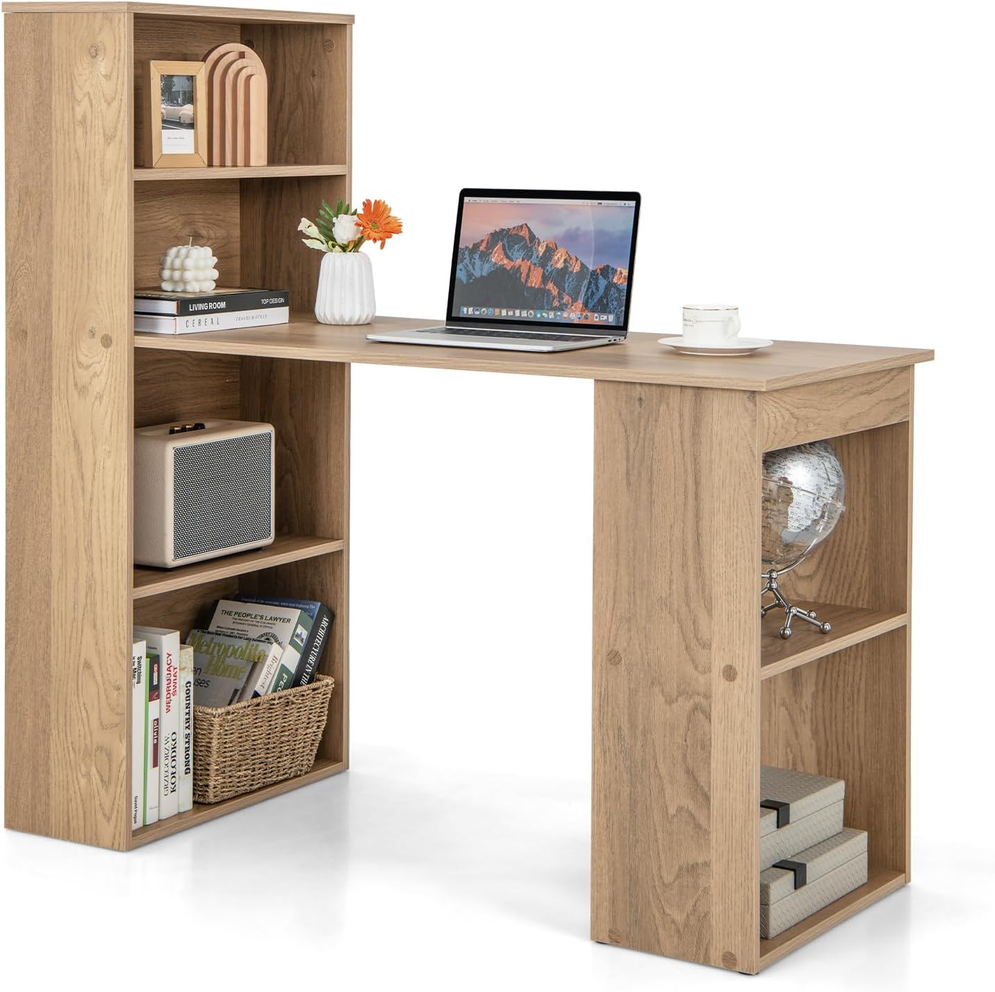 Amazon.com: SILKYDRY Computer Desk with Bookcase, 48” Modern Writing ...