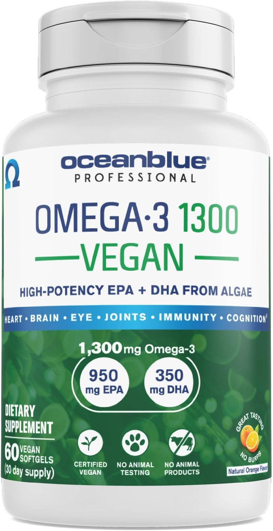 Amazon.com: Oceanblue Professional Vegan Omega-3 1300-60 Count - Plant ...