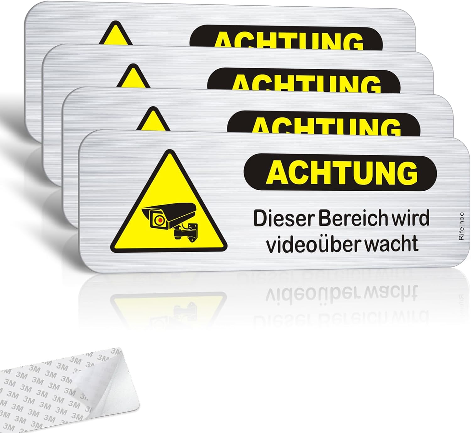 Self-Adhesive Video Surveillance Sign, 150 x 50 mm, Small Caution Video ...