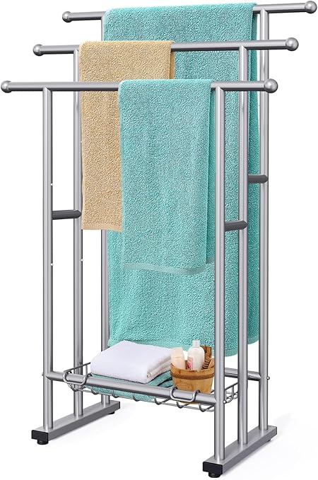 Amazon.com: 40" Tall Freestanding Towel Racks for Bathroom, 3 Tier ...