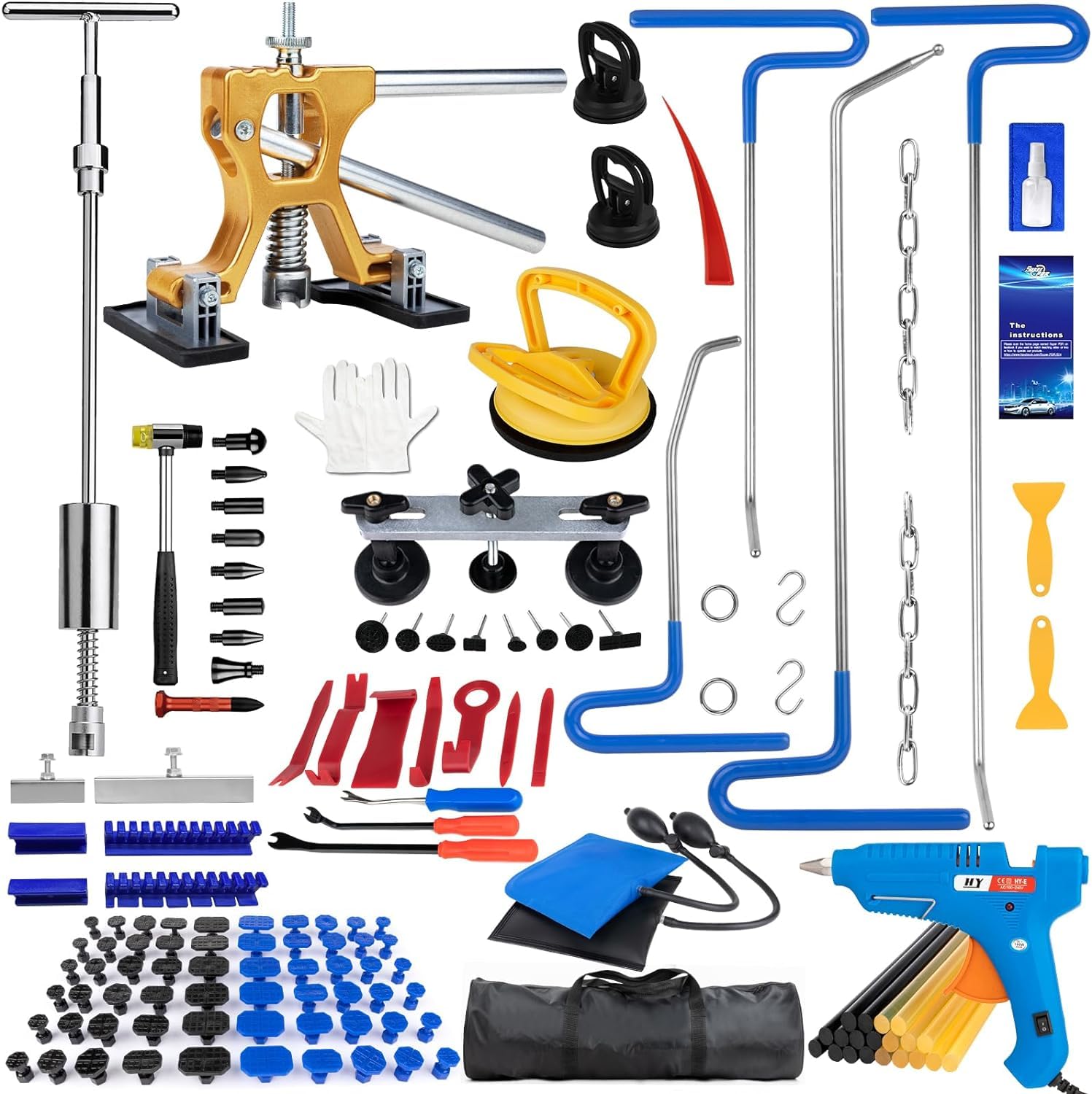 Dent Puller Rods 138PCS Remover Kits,Professional Car Paintless Dent ...