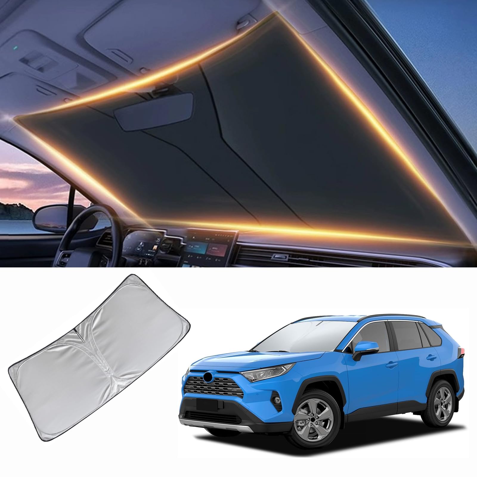 Amazon.com: Windshield Sun Shade for Toyota RAV4 Front Window Shades ...