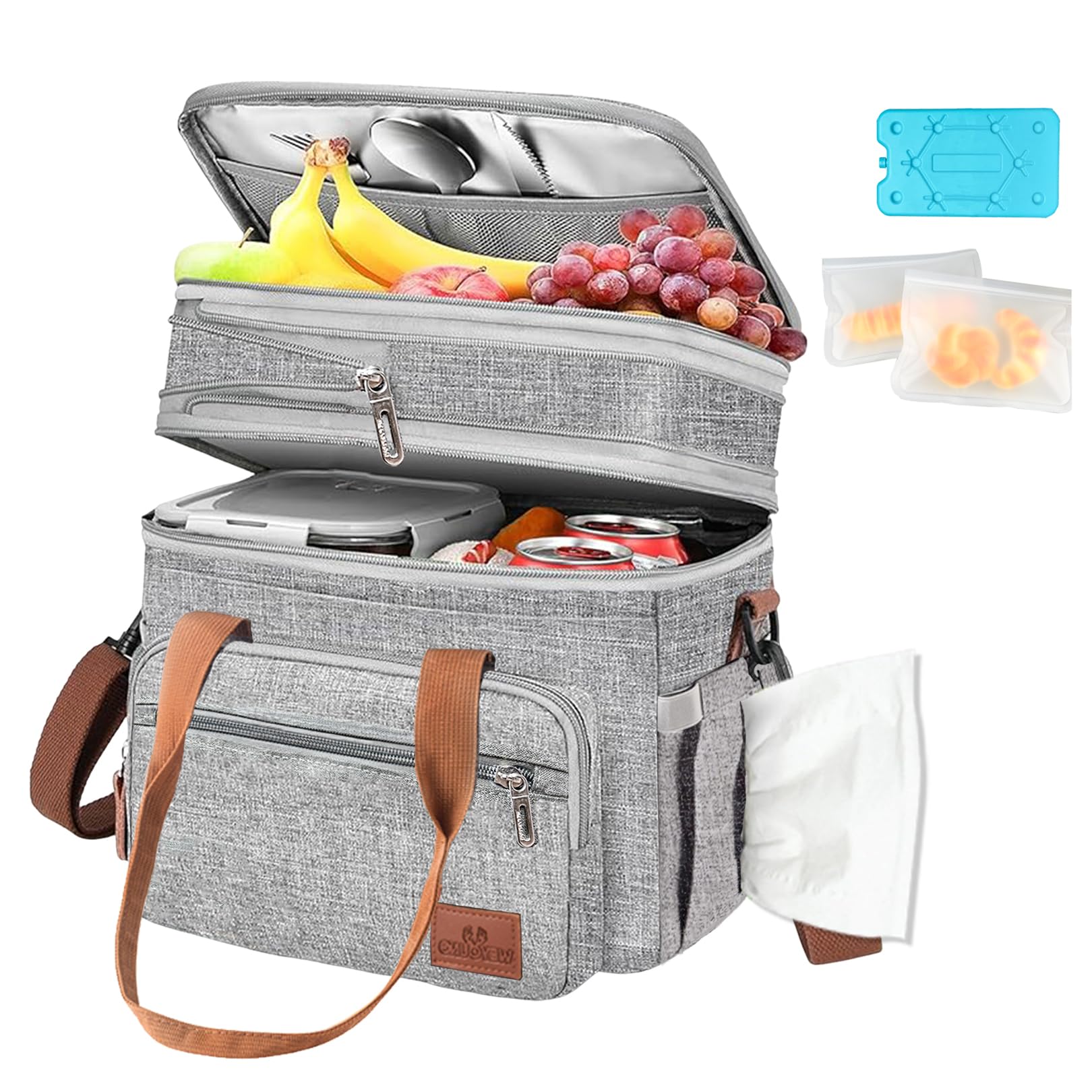 Amazon.com: Lunch Box for Women Men with Ice Pack, 2*Reusable Storage ...
