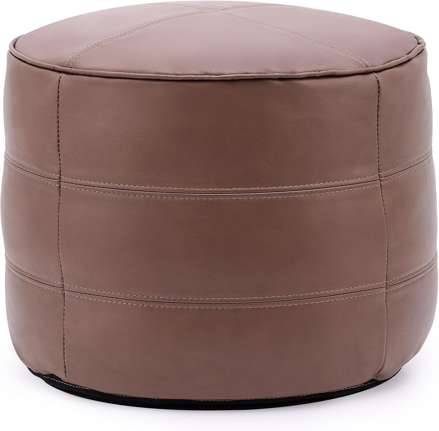 Amazon.com: VONLUCE Stuffed Round Pouf, Genuine Leather Pouf Ottoman ...