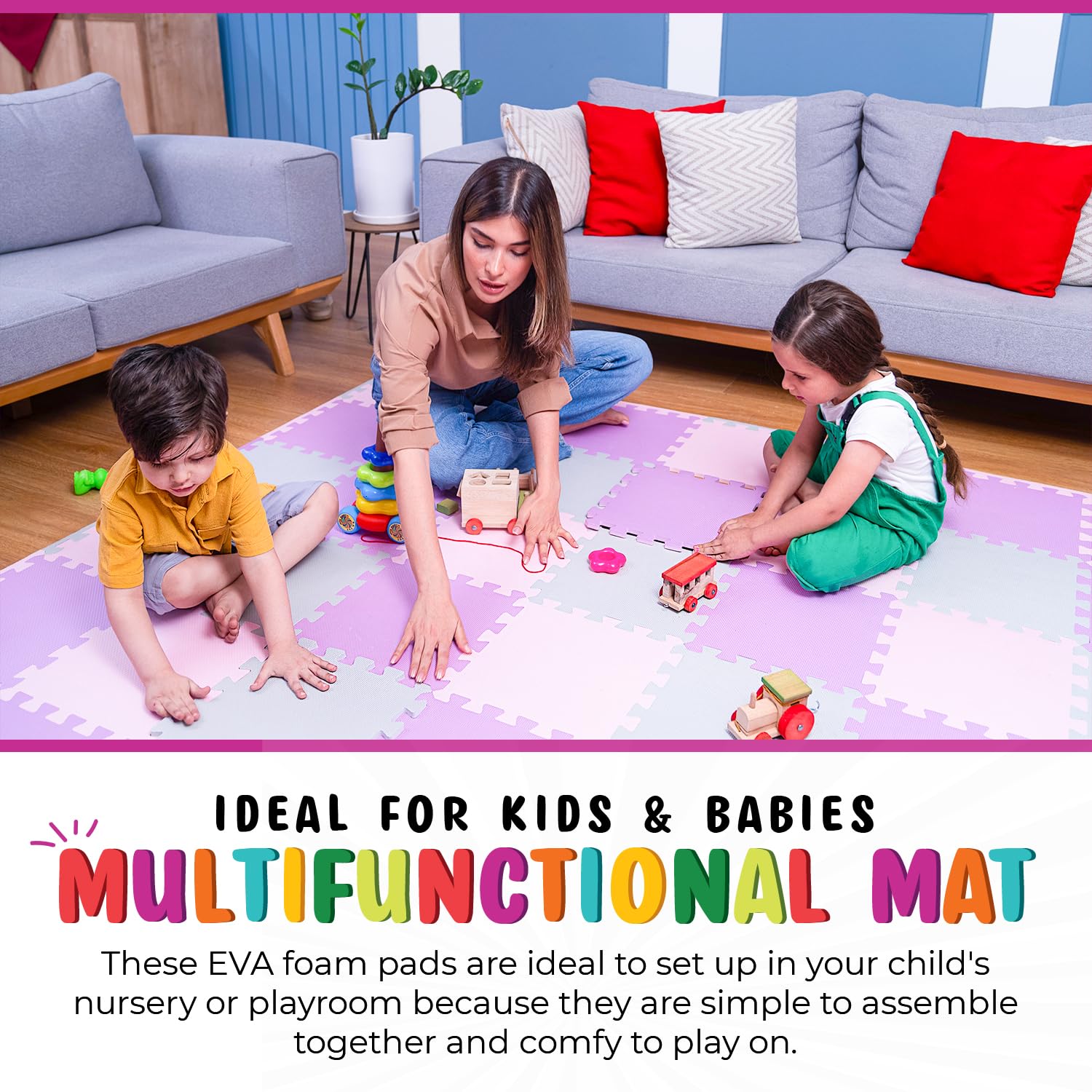 KOOTOYS Soft Non-Toxic Foam Baby Play Mat, Play Mats Tiles with Borders ...