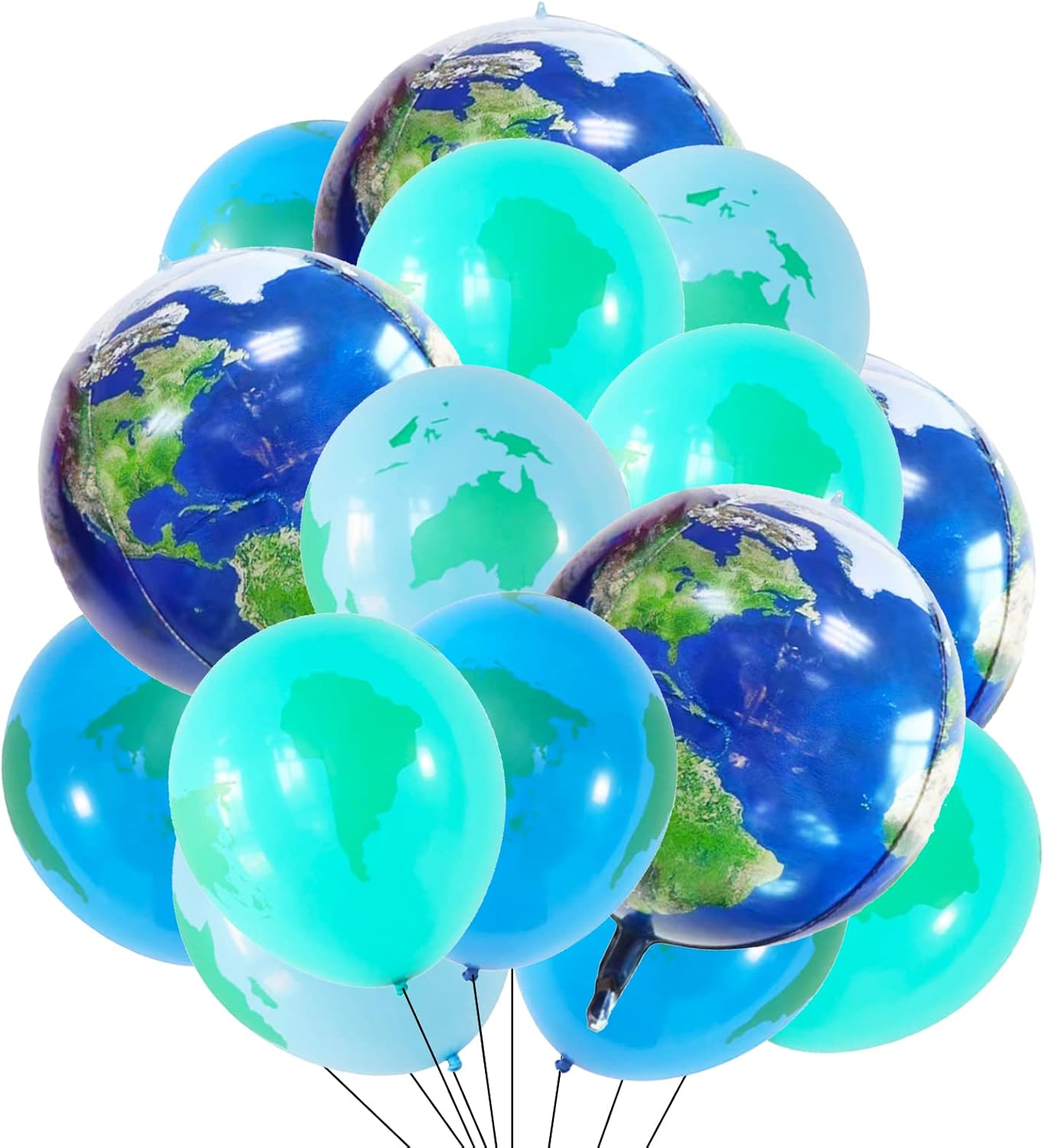 YQWIN 36Pcs Earth Balloon Set 22 Inch Foil Planet Balloons Global ...