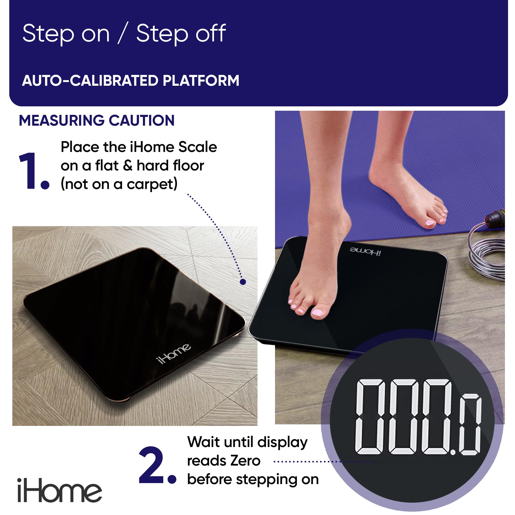 Snapklik.com : iHome Digital Scale Step-On Bathroom Scale - iHome High ...